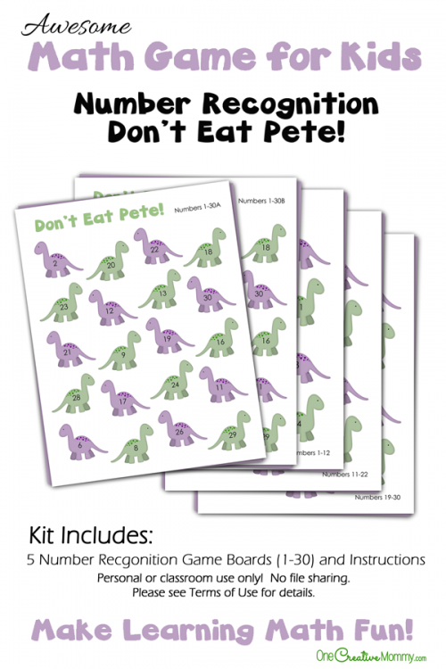 Don't Eat Pete Number Recognition - onecreativemommy.com