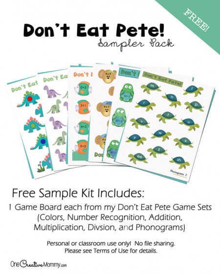 Don't Eat Pete Educational Games Free Sample - onecreativemommy.com