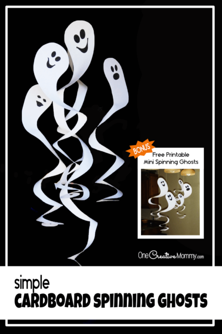 Easy Cardboard Spinning Ghosts - onecreativemommy.com