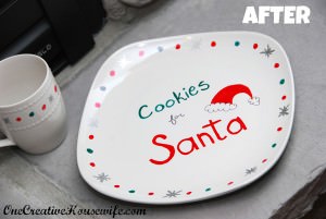 DIY Santa Cookie Plate Craft for Kids - onecreativemommy.com