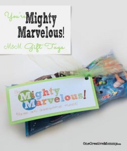 You're Mighty Marvelous M&M Gift Tags - onecreativemommy.com