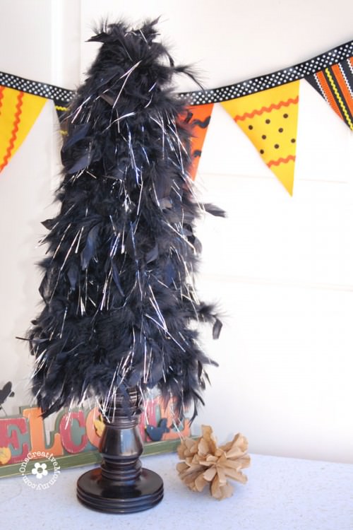Pier 1 Inspired Halloween Feather Tree - onecreativemommy.com