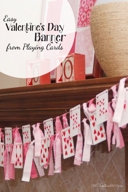Playing Card Valentines Day Banner - onecreativemommy.com