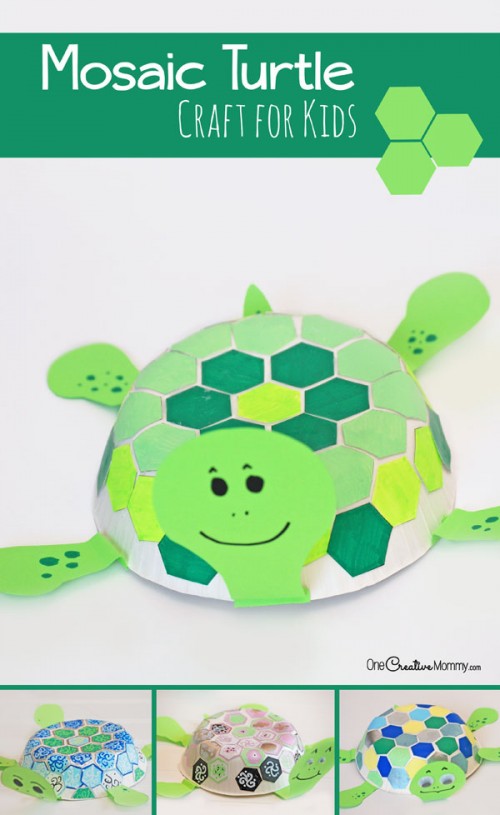 Mosaic Turtle Craft for Kids - onecreativemommy.com