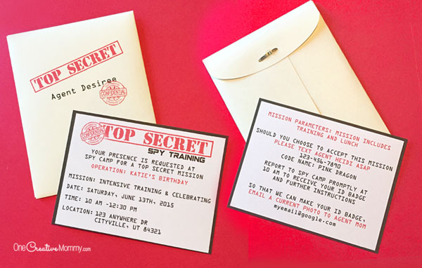 Printable Spy Party Invitations Onecreativemommy