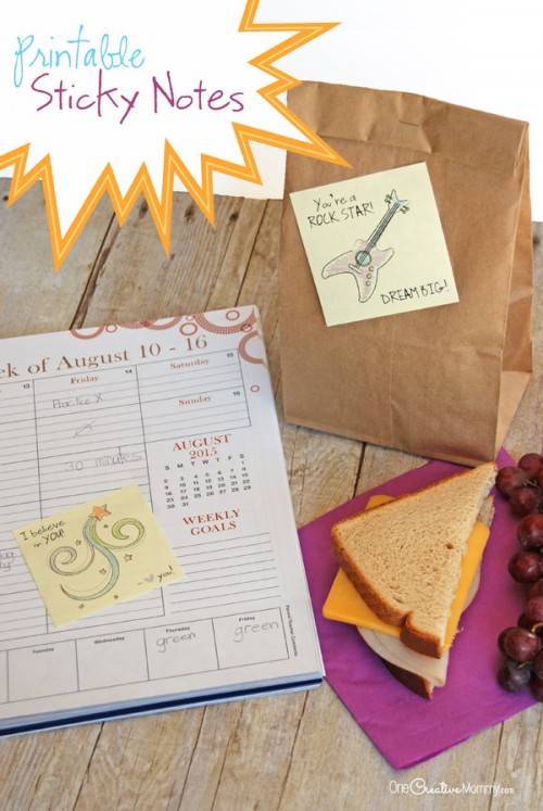 Make your kid's day with printable sticky notes! - onecreativemommy.com