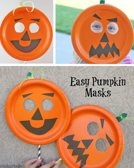 Easy Paper Plate Pumpkin Mask Onecreativemommy