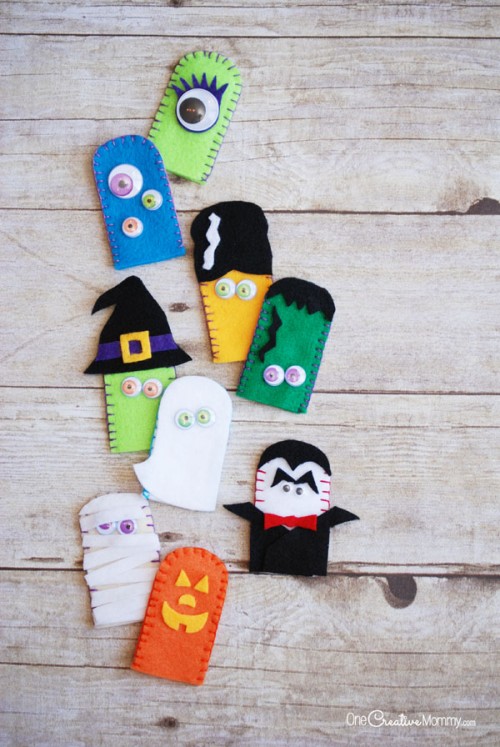 Adorable Felt Halloween Finger Puppets - onecreativemommy.com