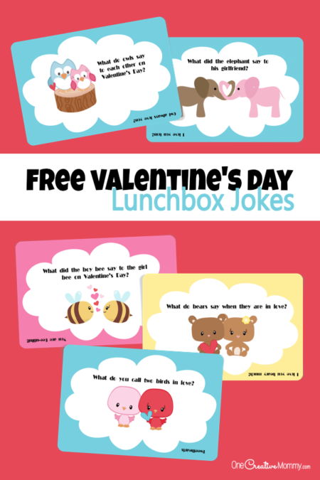 Free Valentine's Day Lunch Box Jokes! - onecreativemommy.com