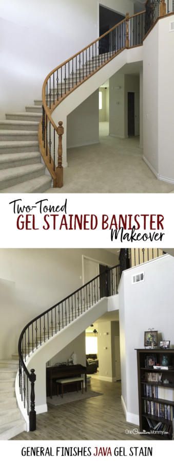 Gorgeous Java Gel Stain Staircase Makeover - onecreativemommy.com