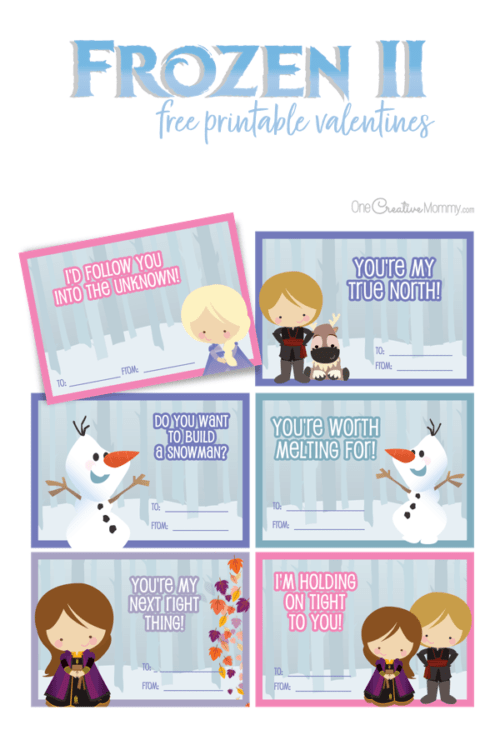 Frozen 2 Valentines - Free Printable - onecreativemommy.com
