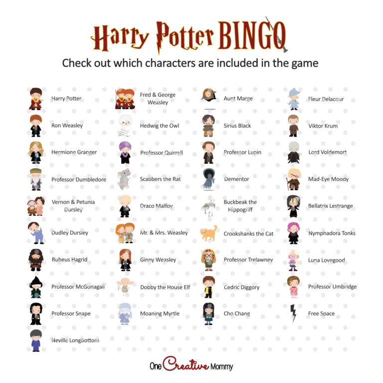 Harry Potter Bingo is here! - onecreativemommy.com