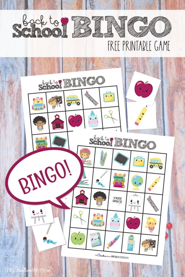 Free Back to School Bingo Game - onecreativemommy.com