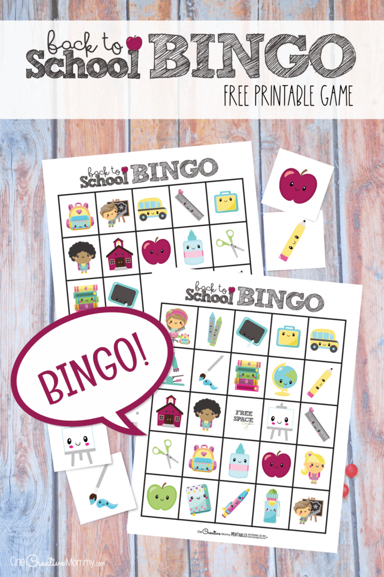Free Back to School Bingo Game - onecreativemommy.com